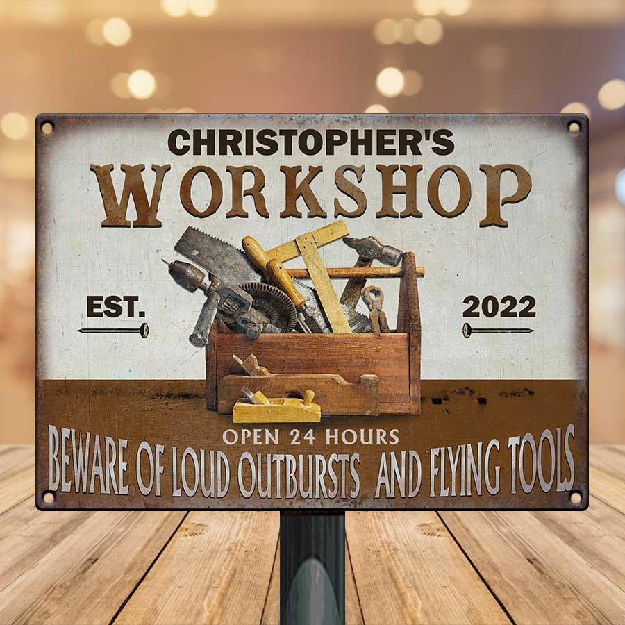 Personalized Carpenter Vintage Workshop Metal Signs, Carpenter Tool Ba ...