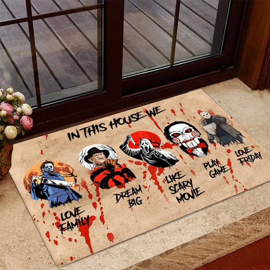Horror Movies Characters Halloween Door Mat, Gift For Horror Fans Hall ...