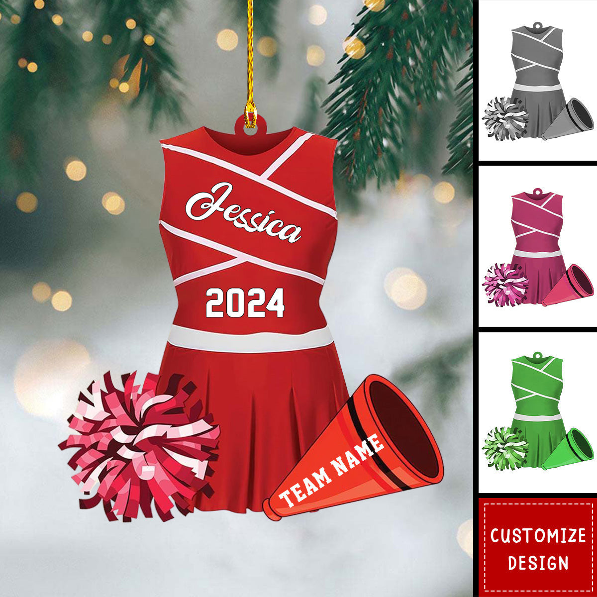 Personalized Cheerleader Ornaments, Gift For Cheerleading Pom Pom Girl ...