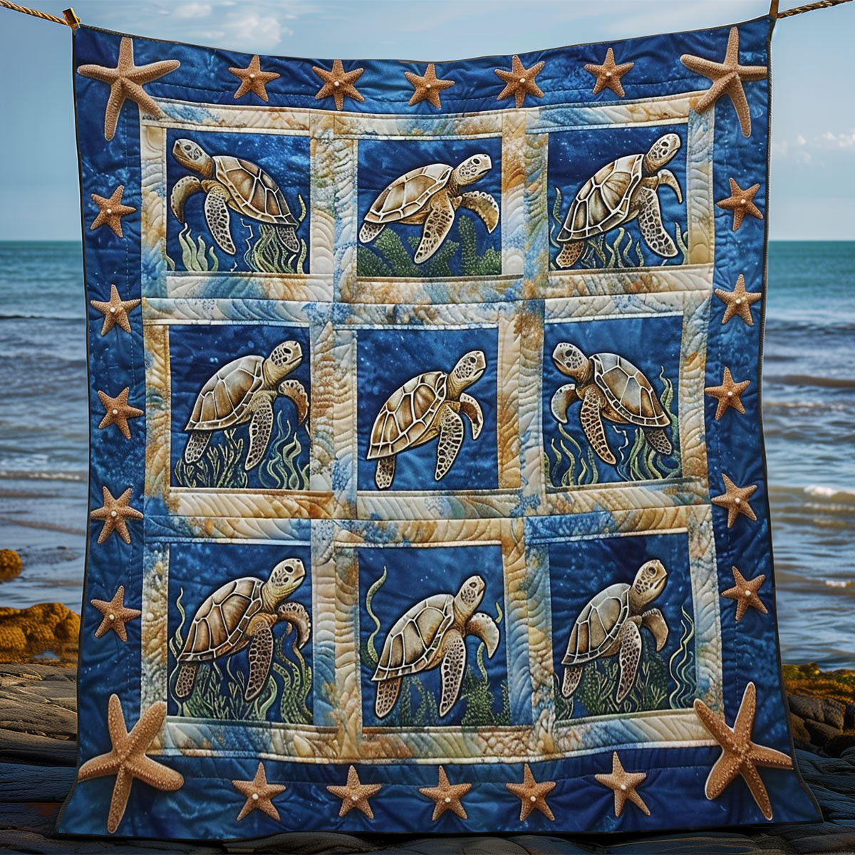 Sea Turtles Quilt Blanket Christmas Turtle Present Ideas - PrideearthDesign