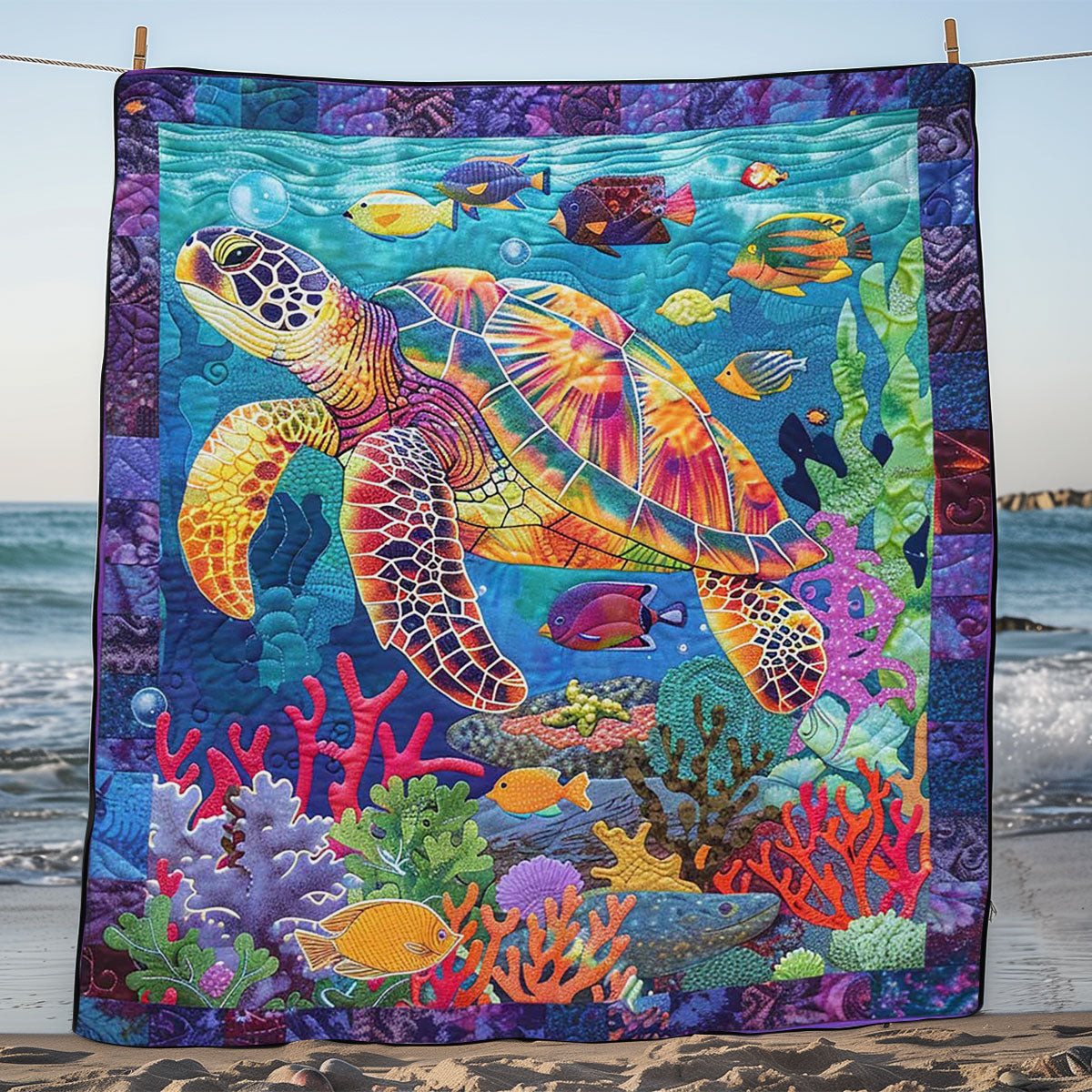 Sea Turtle Quilt Blanket Best Gifts For Turtle Lovers - PrideearthDesign