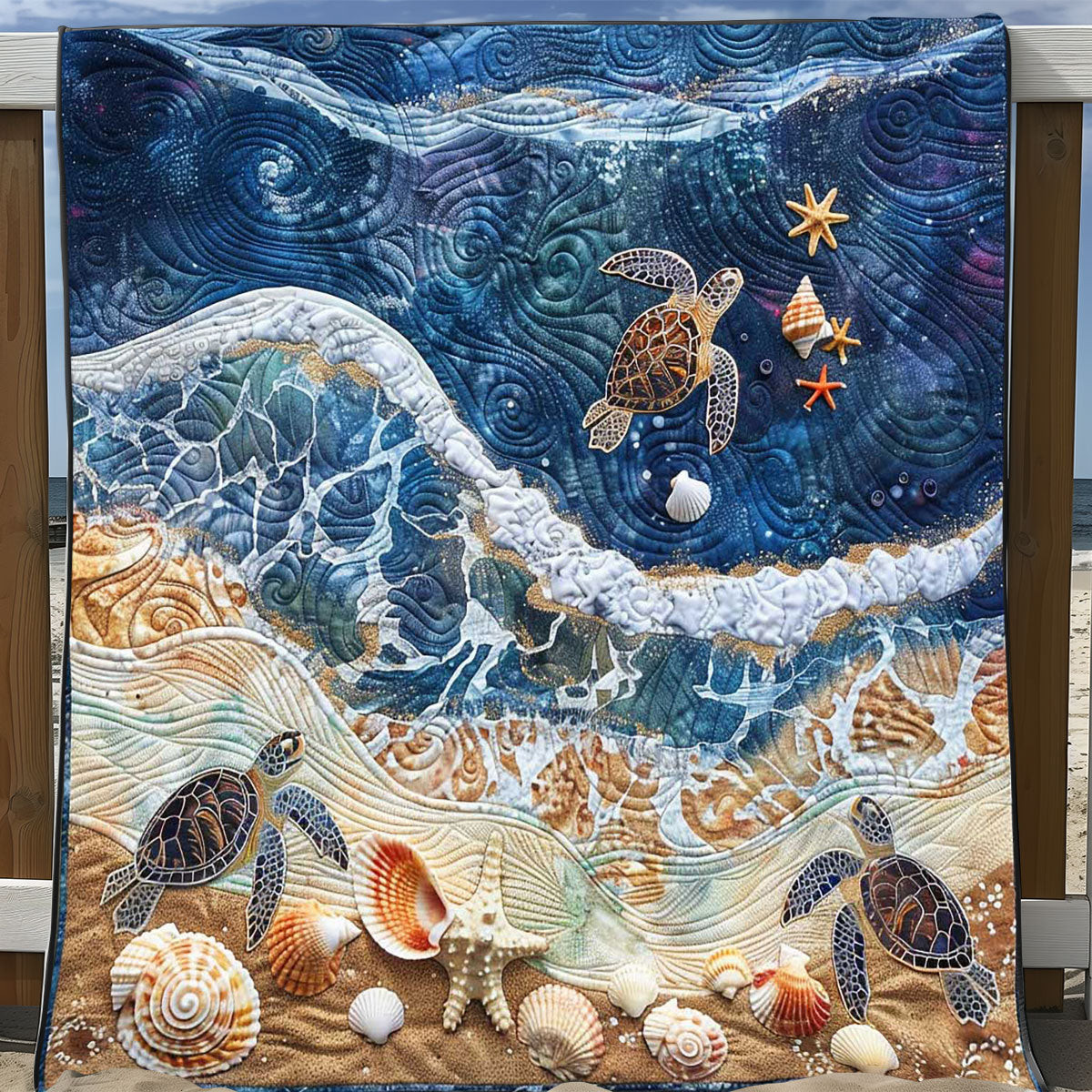 Ocean Coastline Turtle Quilt Blanket Gifts With Turtles On Them ...