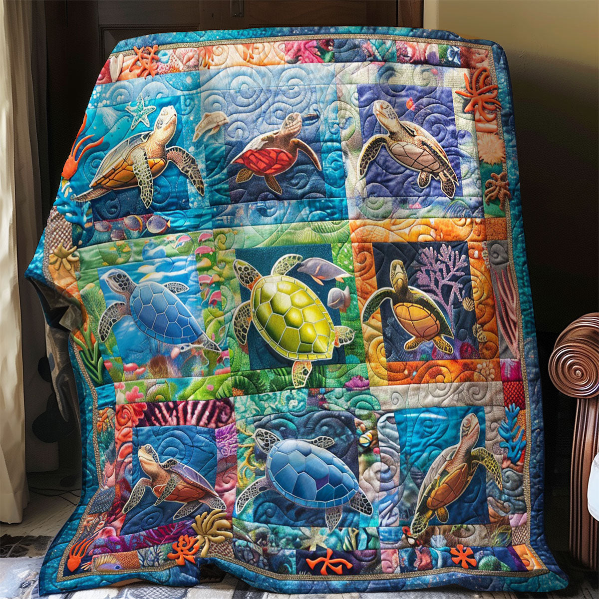 Turtles Ocean Colorful Quilt Blanket Gifts With Turtles On Them ...