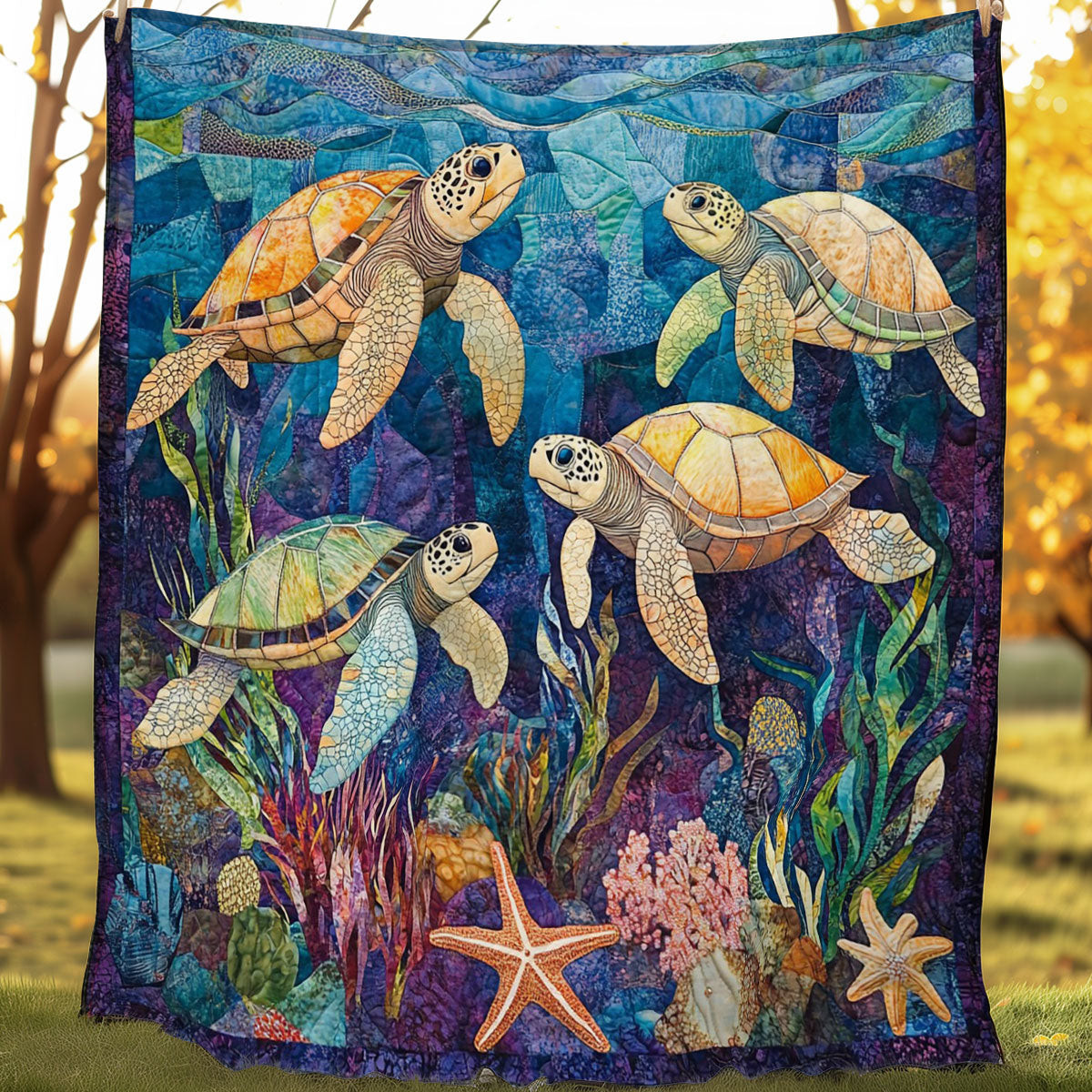 Turtles Quilt Blanket Gift For Turtle Lover - PrideearthDesign
