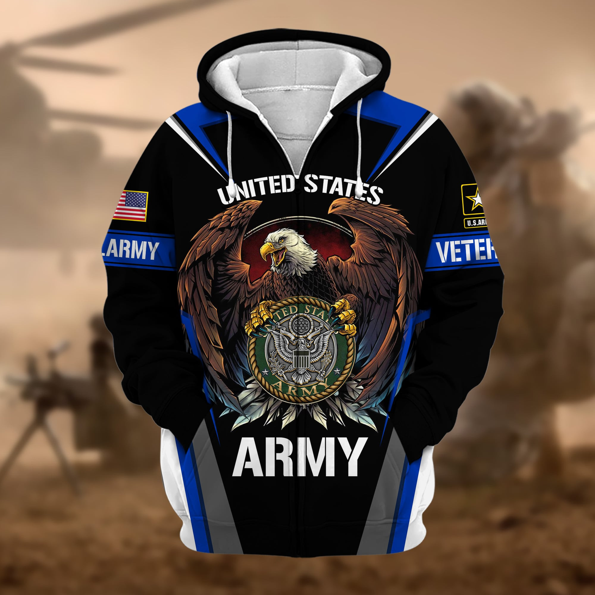 Premium US Army Veteran Zip Hoodie APVC161110 - Proudvet365 Store