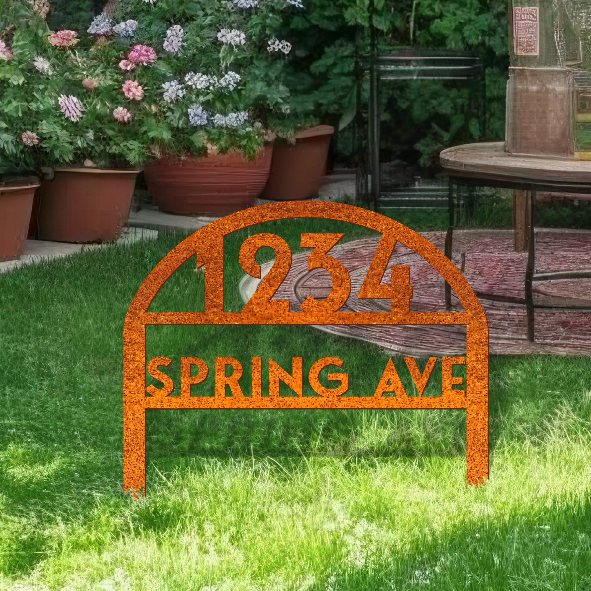 Custom Metal Address Plaque Yard Sign With Stakes, Personalized Lawn ...