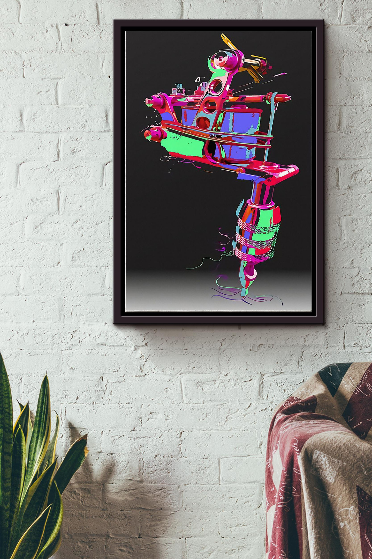 Tattoo Gun Ink Colorful Art 3D Canvas Framed Matte Canvas | Aeticon ...
