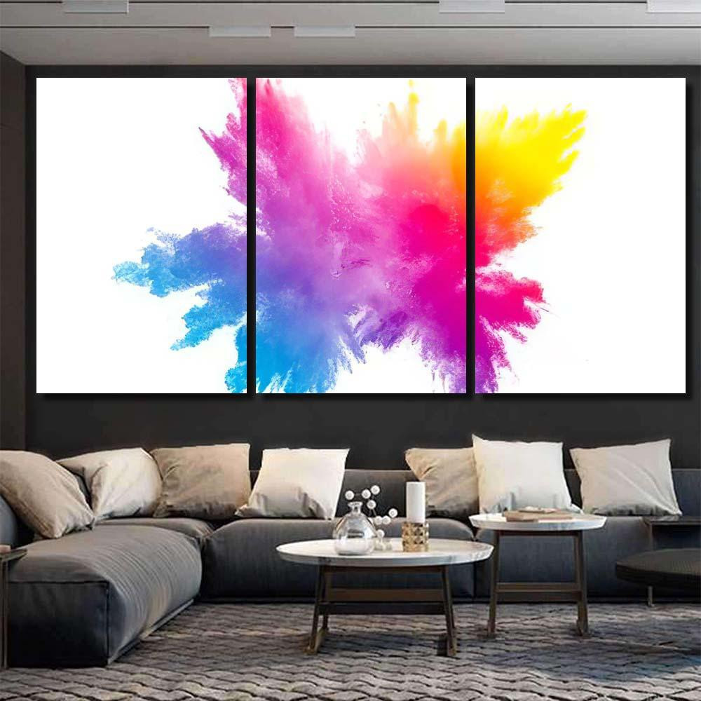Multi Color Powder Explosion On White Galaxy Sky and Space Multi Piece ...
