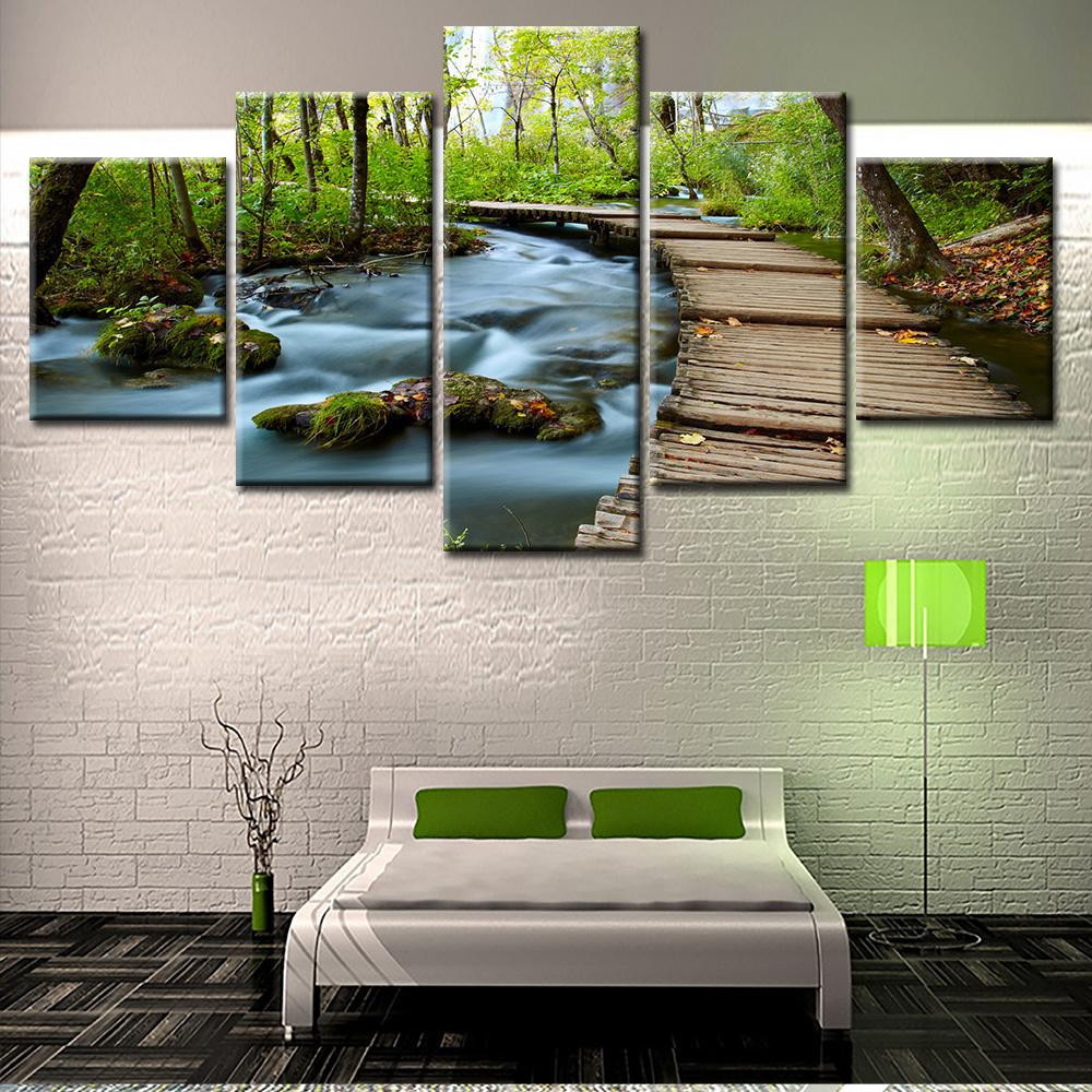 Bridge over the Rapids Natural Landscape Multi Canvas Painting Ideas ...