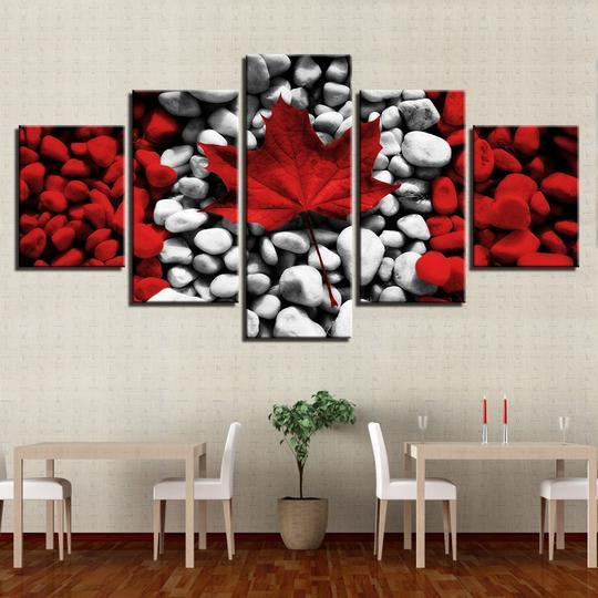 Canadian River Rock Flag Nature 5 Panel Canvas Art Wall Decor Luxury ...