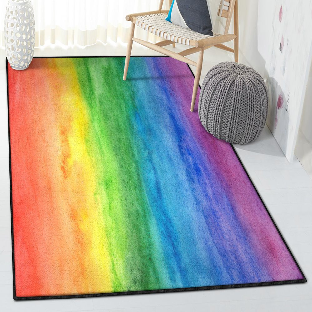 Rainbow Color Art Deco Rug Colorful Rainbow Rug Rectangle Rugs Washable ...