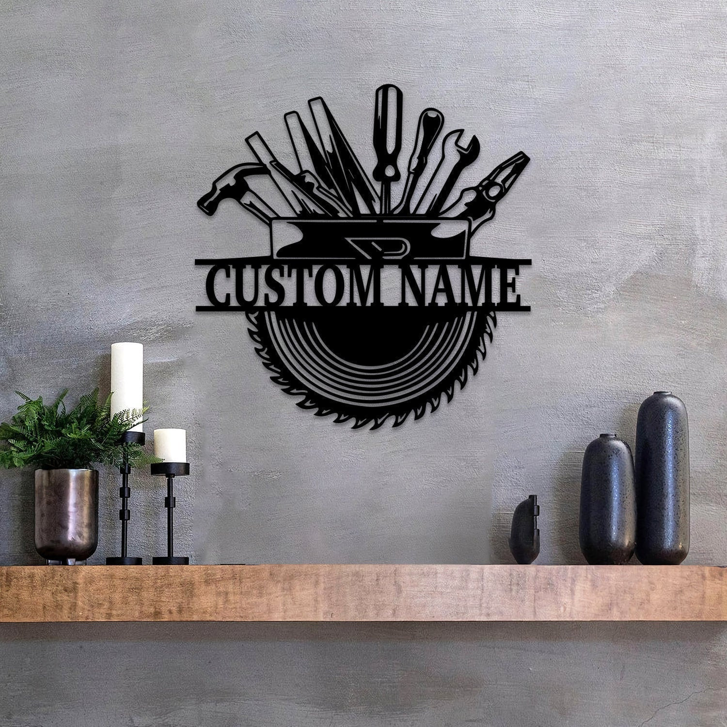 Personalized Carpenter Monogram Metal Sign Papas Work Shop Metal Sign ...