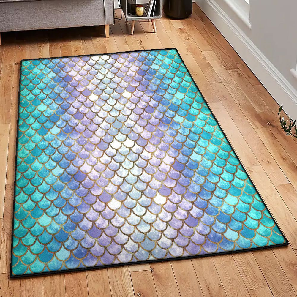 Mermaid Birthday Modern Mermaid Rug Rectangle Rugs Washable Area Rug ...