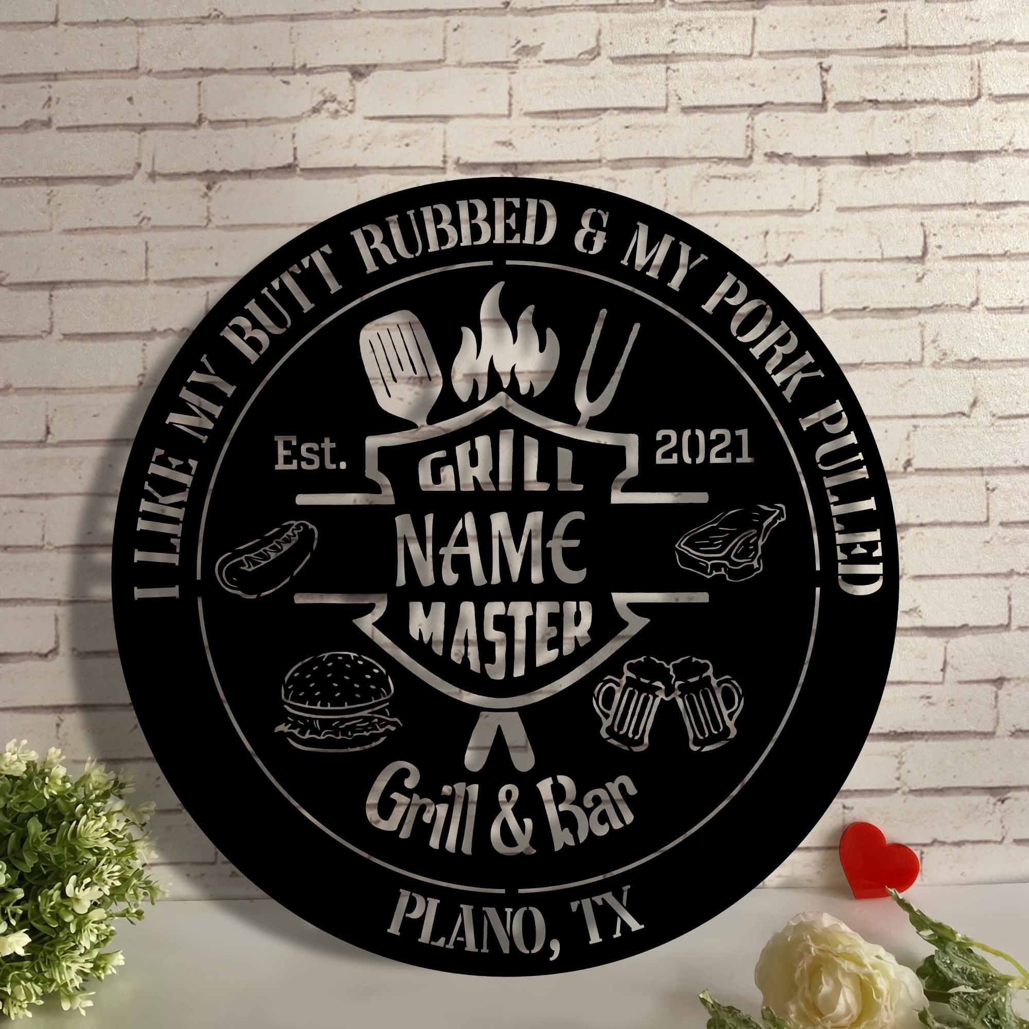 Bbq Bar Metal Sign Bar & Grill Sign Funny Bbq Bar Signs Dad's Bbq Signs ...