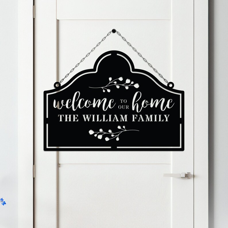 Personalized Family Door Sign Welcome To Our Home Door Hanger Sign For ...