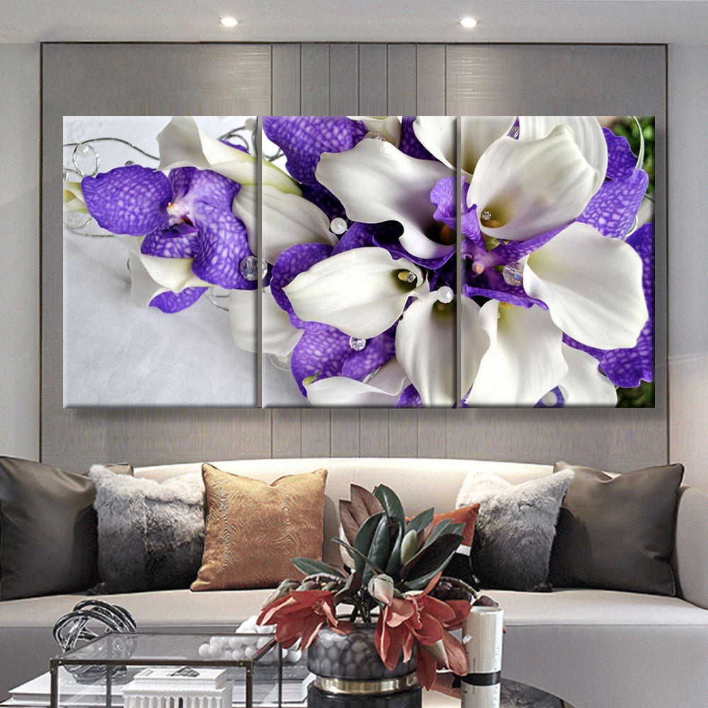 White And Purple Flower, Multi Canvas Painting Ideas, Multi Piece Panel ...