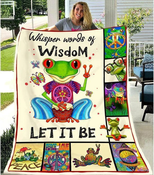 Let It Be Frog Sherpa Fleece Blanket - DESIGN-TREND