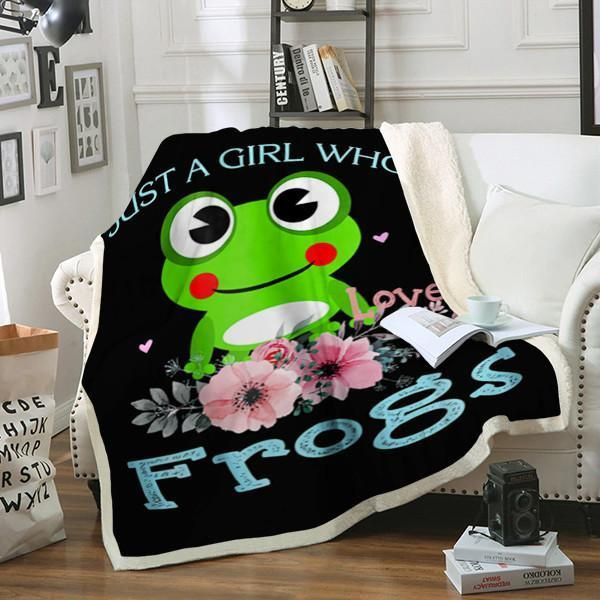 Frogs Just A Girl Sherpa Fleece Blanket - DESIGN-TREND