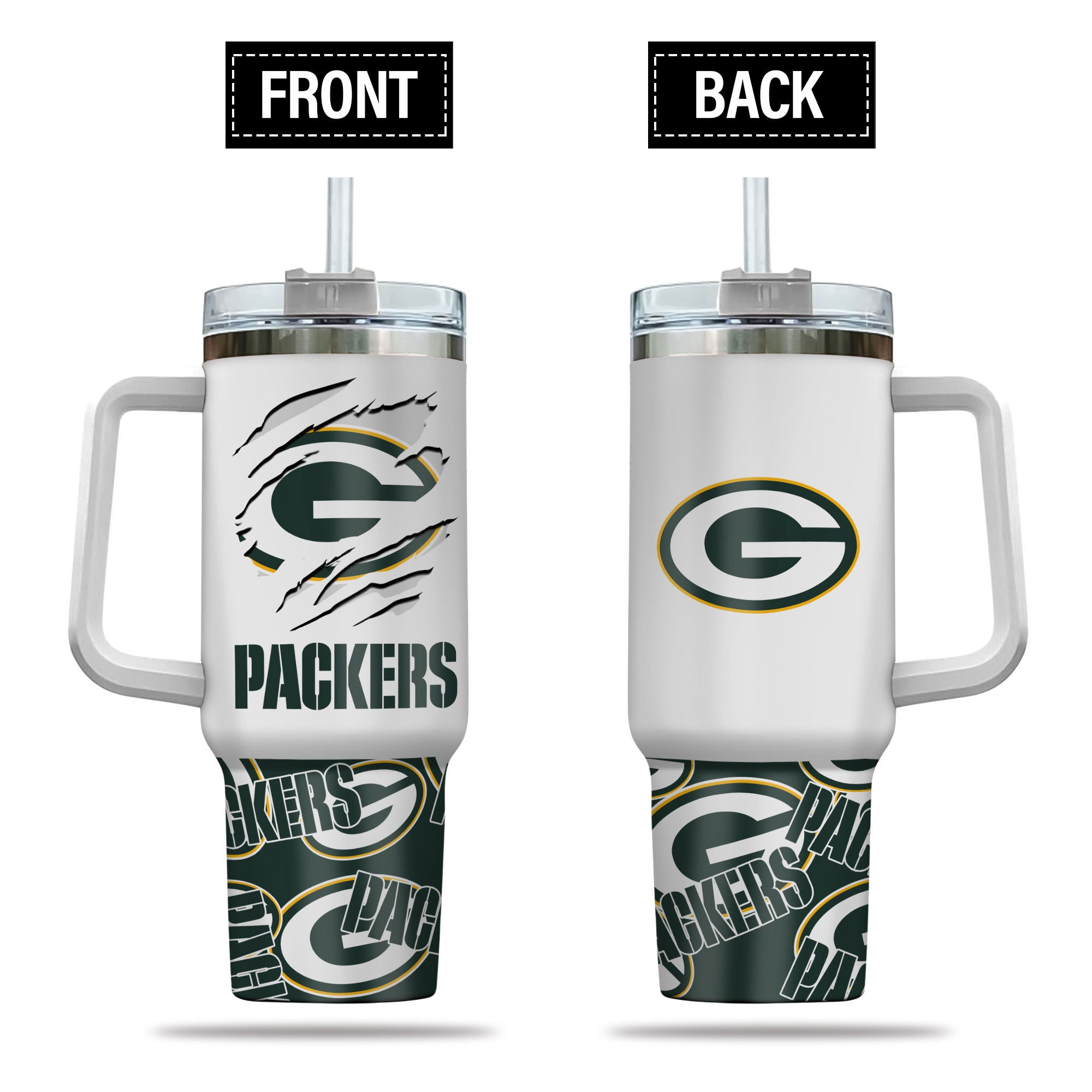 Green Bay Packers NFL Custom Stanley Stainless Steel - Curved Tumbler ...