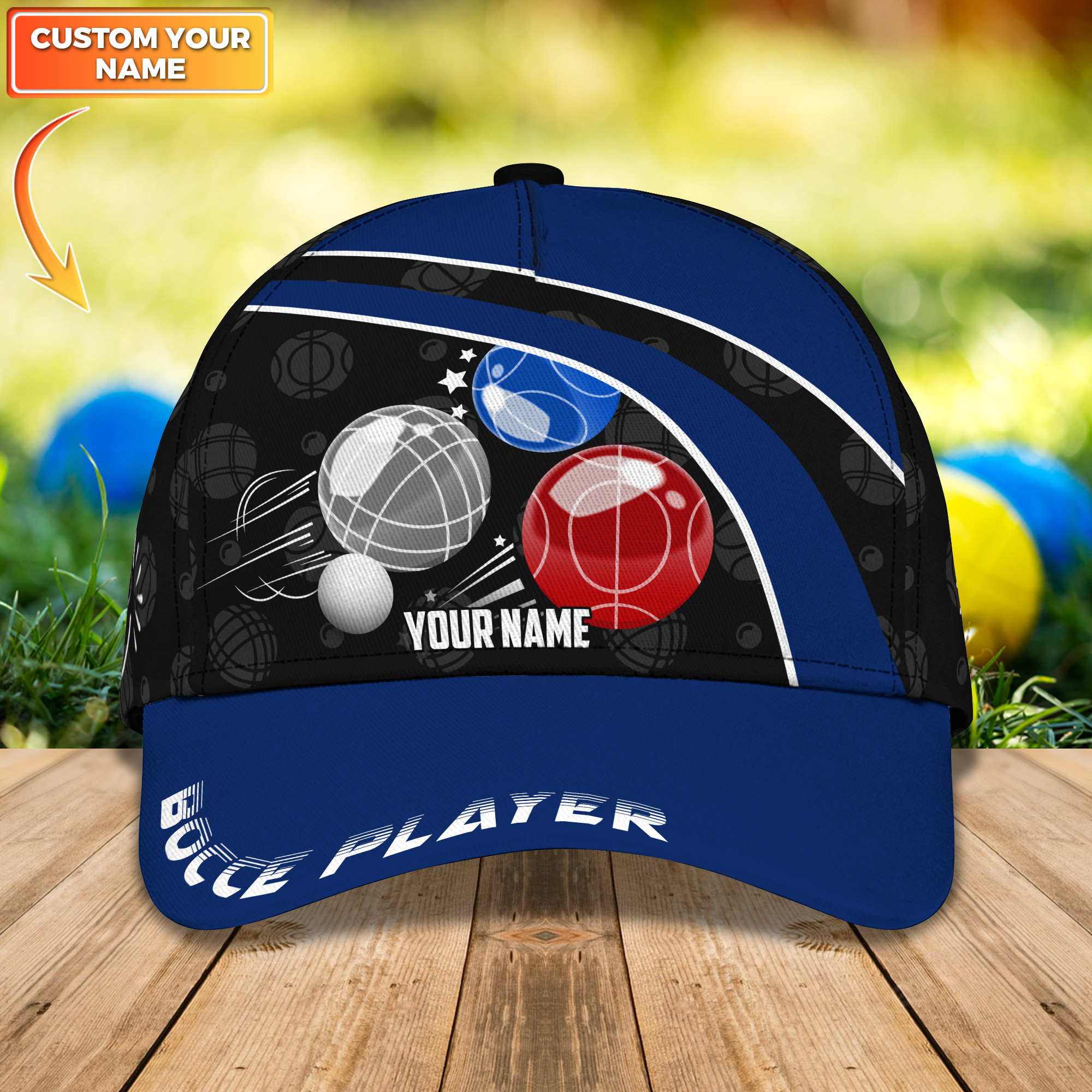 Bocce Cap Personalized Name 3D Bocce Ball Hat - 7seashell