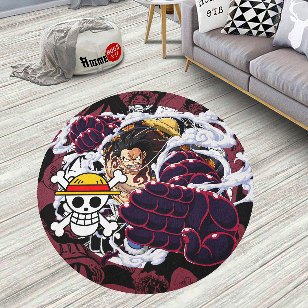 One Piece Manga Monkey D Luffy Gear 4 Round Rug Custom Circle Carpet ...