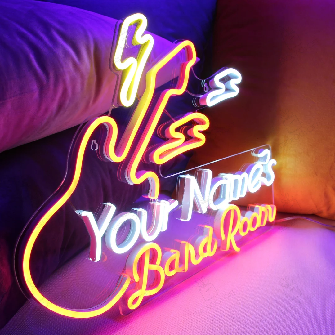 Name Personalized Band Room - Guitar with LED Neon Sign - TrilogyGift