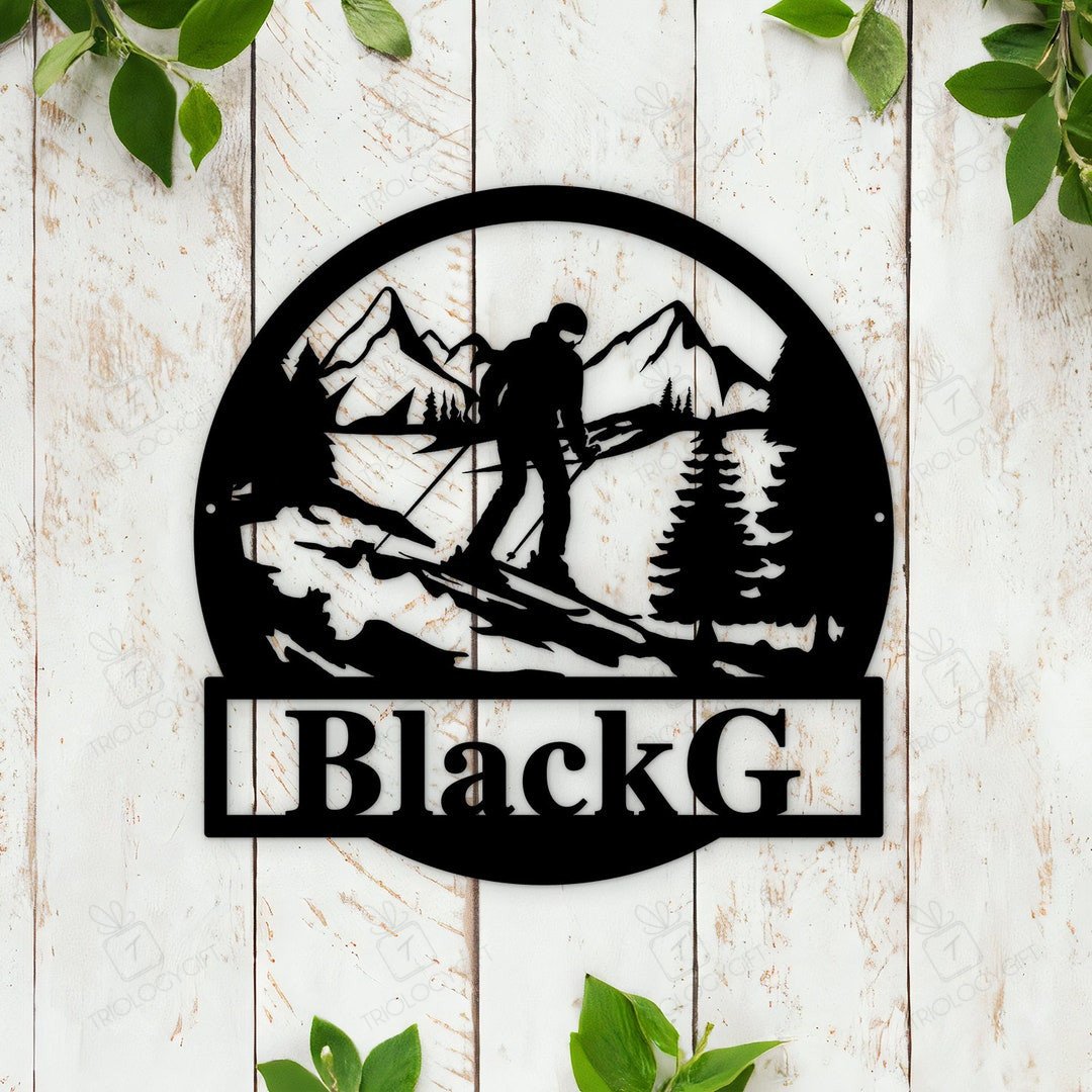 Personalized Snow Skiing metal wall, Skier metal decor, Winter wall art ...
