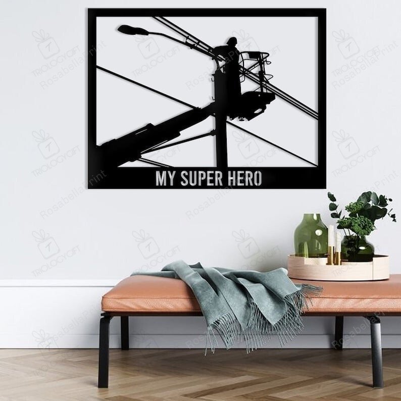 Personalized Power Lineman Metal Wall Custom Lineman Last Name Decor ...