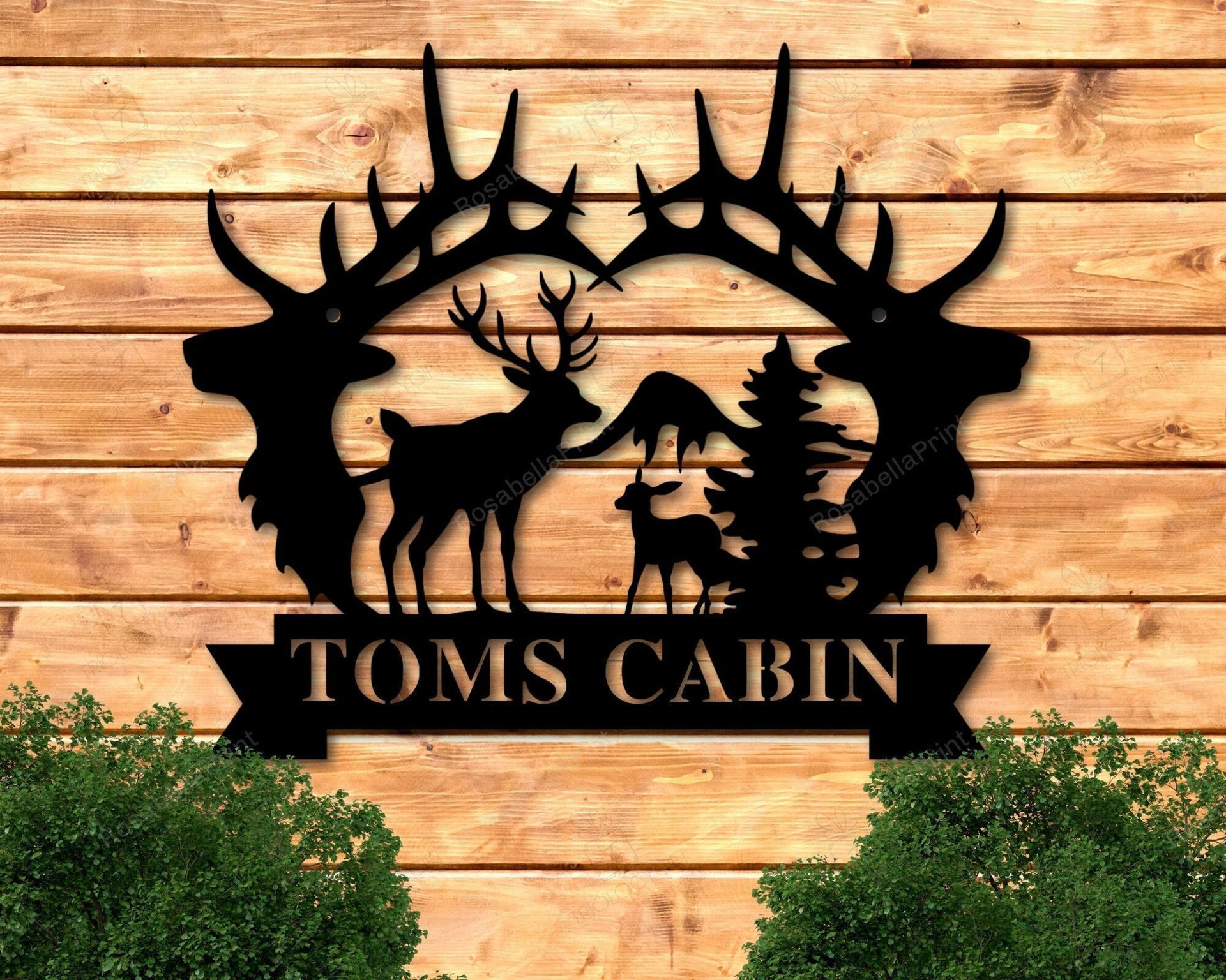 Personalized Metal Cabin Sign Mountain Wedding Deer Metal Sign Cabin ...