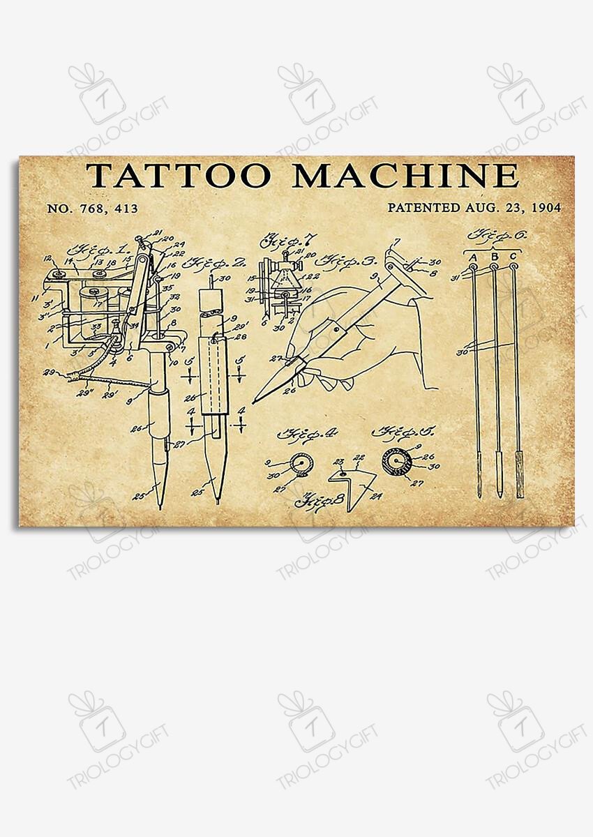 Tattoo Machine Blueprint Knowledge Gallery Canvas Painting For Tattoo ...