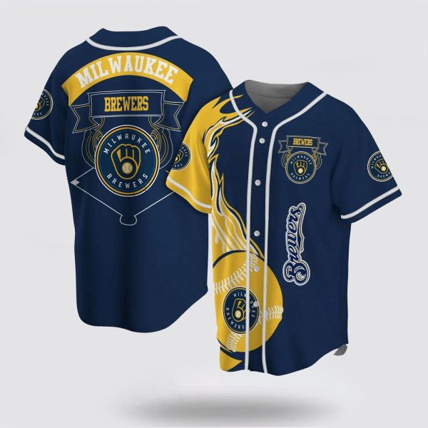 MLB Milwaukee Brewers Team Name And Logo Classic Style Baseball Jersey ...