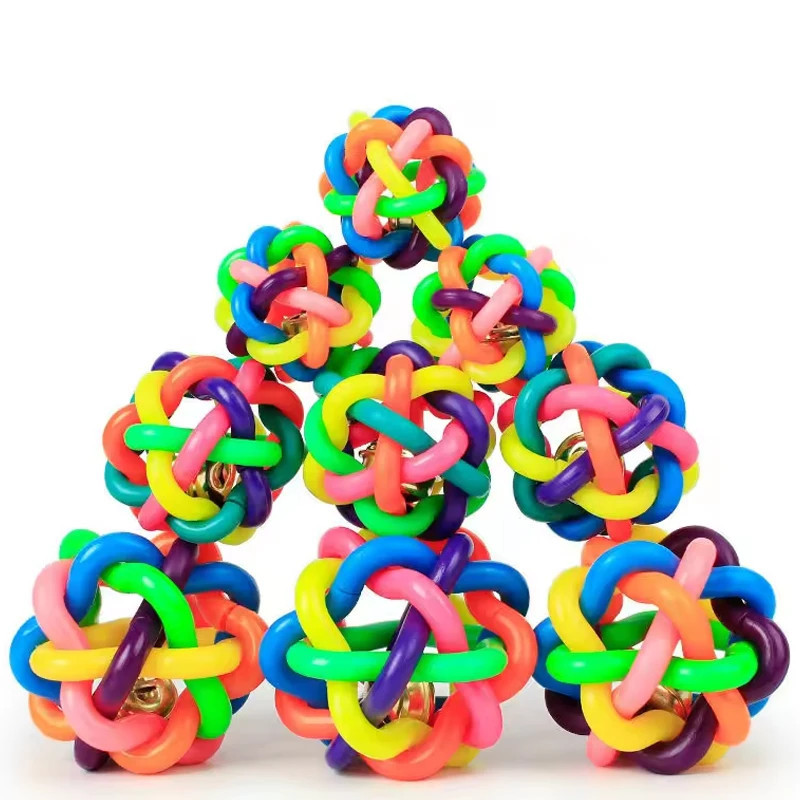 Colorful Bell Woven Dogs Interactive Crew Ball Grinding Toys for Large ...