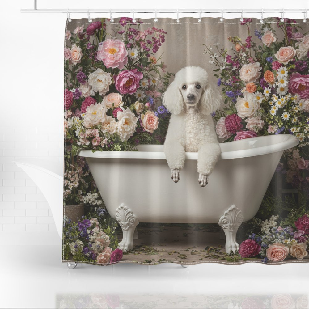 Poodle Shower Curtain - golden tshop
