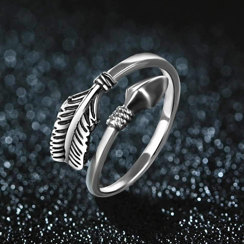Sliver Feather Arrow Native American Rings - bestofnative
