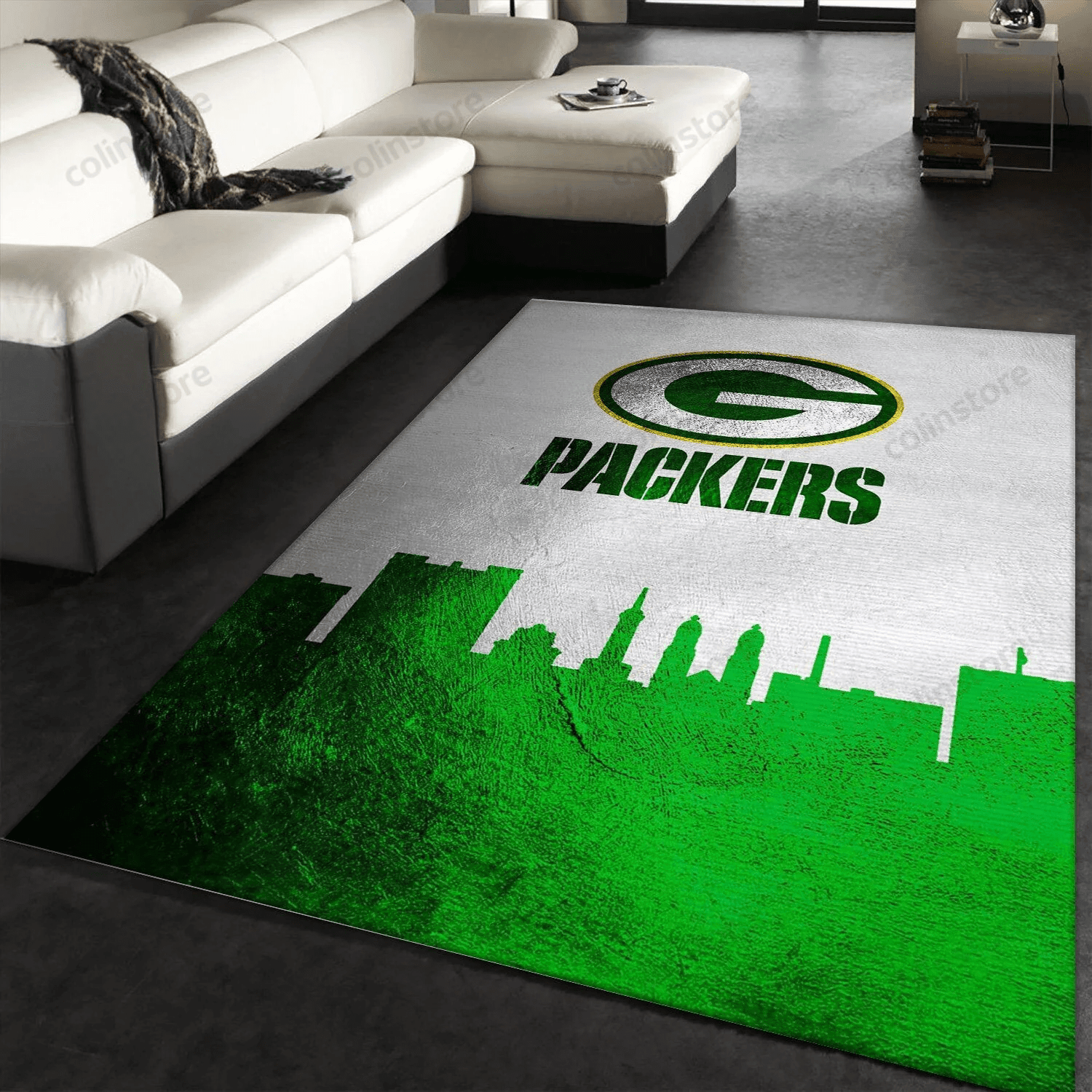 Green Bay Packers Skyline Team Logos Area Rug Living room and bedroom ...
