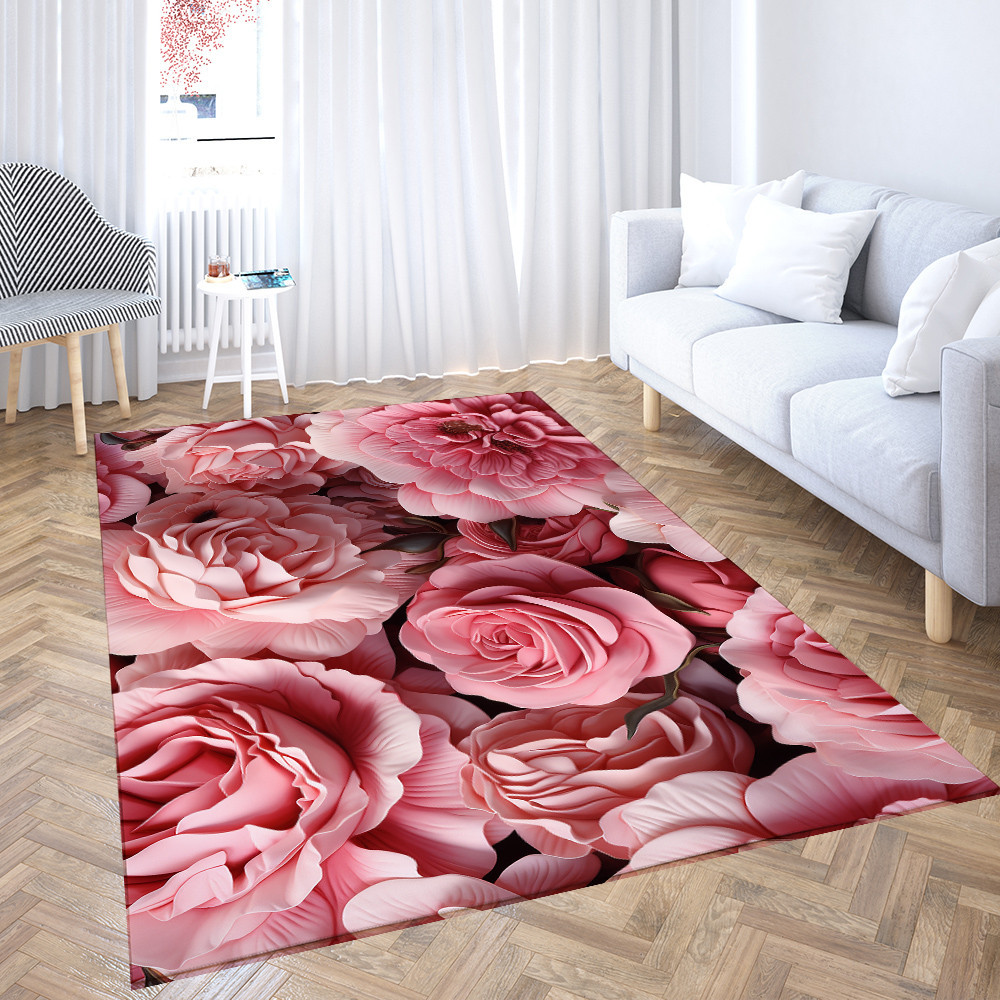 Barbie Pink Rose Flowers Floral Design Area Rug Carpet Home Decor ...
