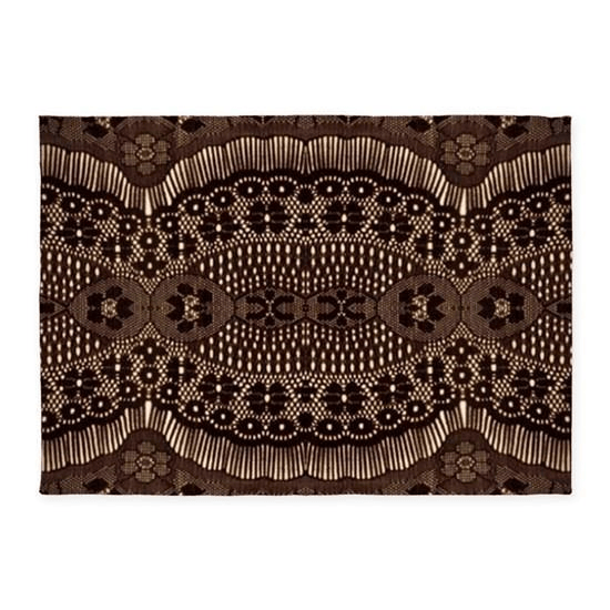 Girly Vintage Brown Lace Area Rug Home Decor - NhalaHome