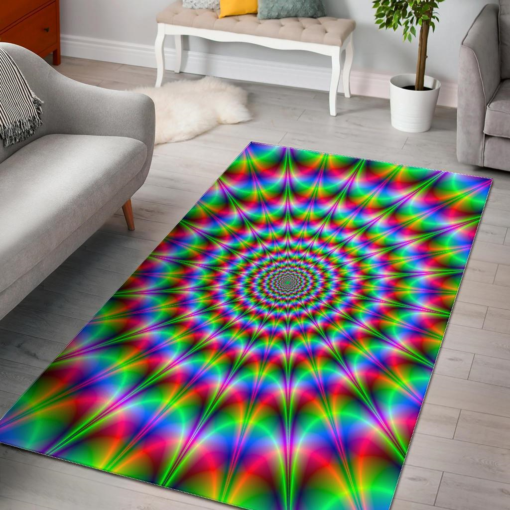Spiky Psychedelic Optical Illusion Area Rug Home Decor - NhalaHome