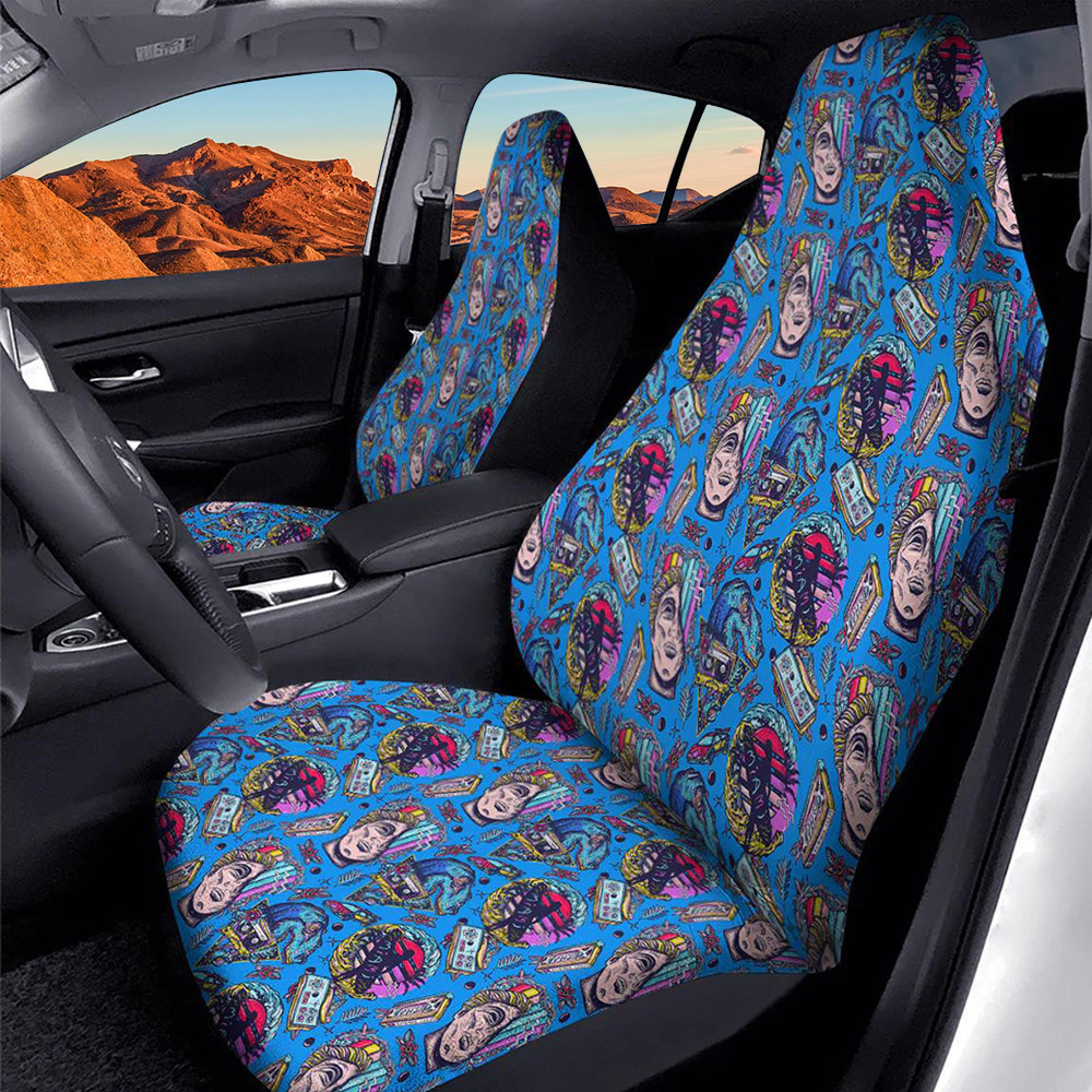 Vaporwave Art Cyberpunk Print Pattern Car Seat Covers - NhalaHome