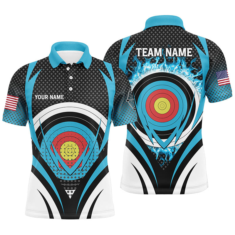 Blue Flaming Archery Target Board Custom Polo Shirts For Men, Archery ...