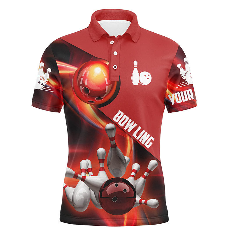 Men's bowling shirt custom name red flame bowling shirt, personalized ...