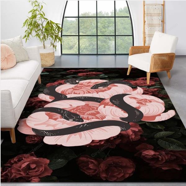 Black Snake Area Rug Carpet Team Logo Family Gift US Decor - Circlemin