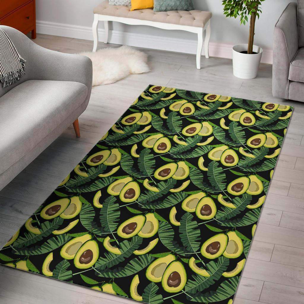 Avocado Floral Palm Leaves Limited Edition Rug - LUXDESIGNI