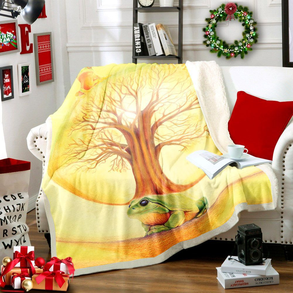 Frog Sherpa Fleece Blanket - LUXDESIGNI