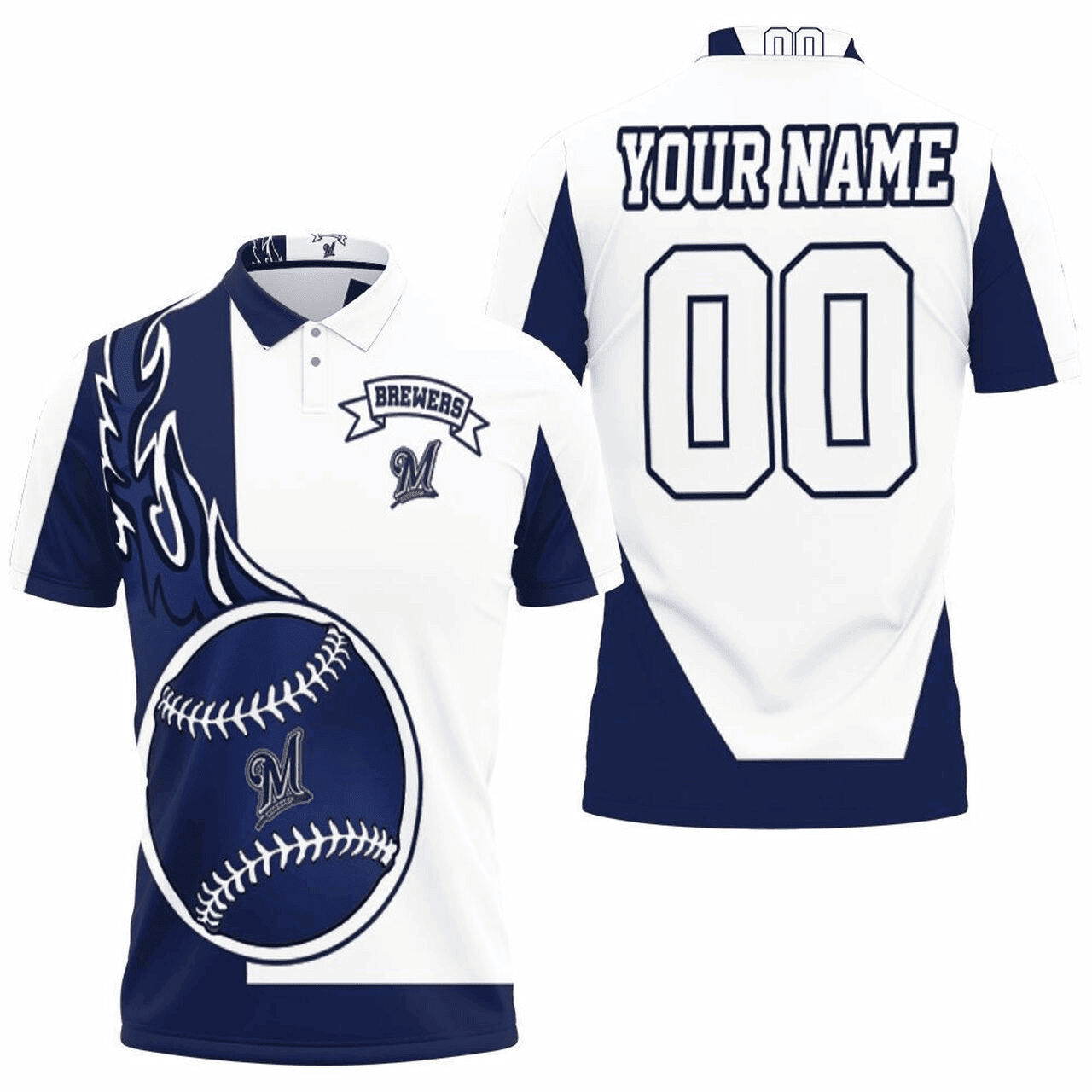 Milwaukee Brewers Custom Name Number Polo Shirt V3 - Lauradintino