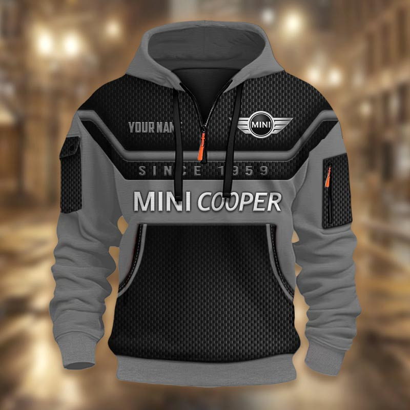 Mini cooper DMHT1765 3D Half-zip Hoodie Multicolor - gearmotorzone.com